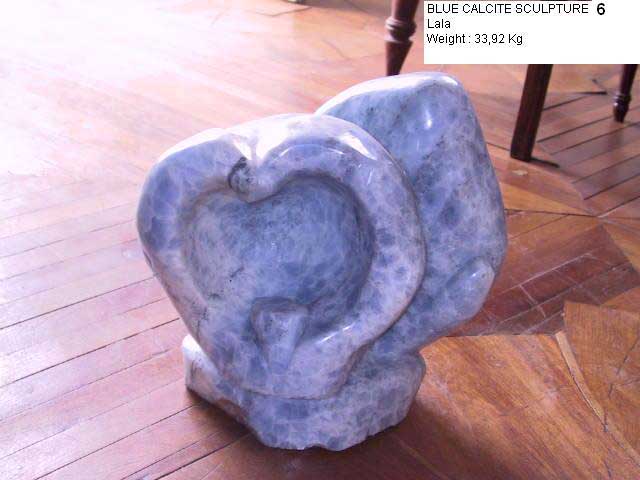 Blue Calcite Sculpture - Abstract "Sweethearts"