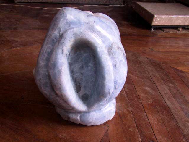 Blue Calcite Sculpture - Abstract "Sweethearts"