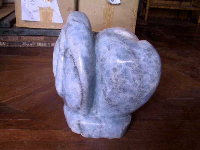 Blue Calcite Sculpture - Abstract "Sweethearts"